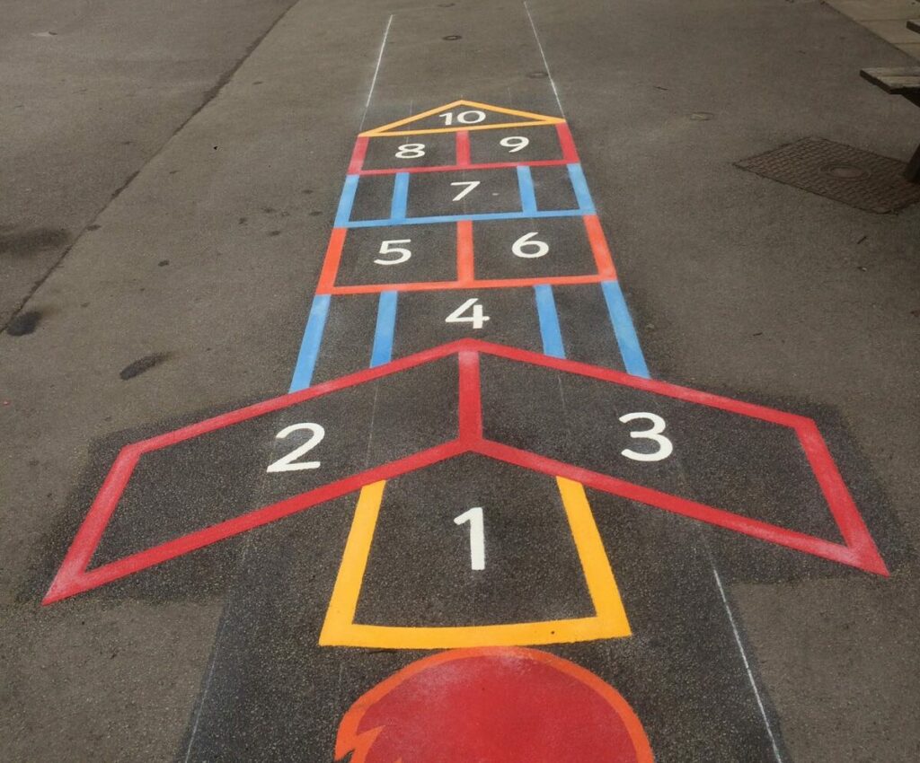 Outline Rocket Hopscotch Playground Markings | Designs & Lines