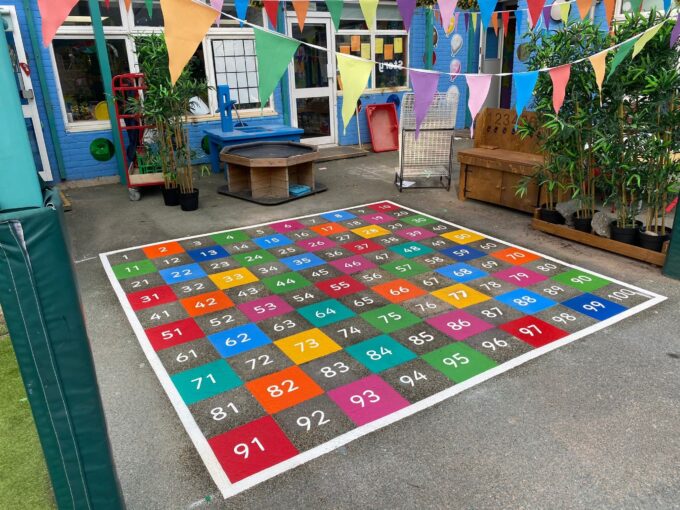 1-100 Outline Grid - 5M Playground Markings | Designs & Lines