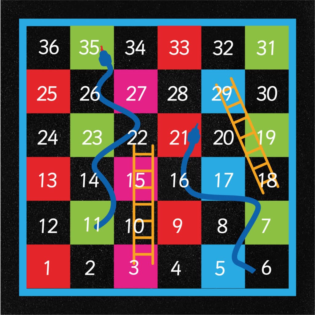 1-100 Snakes & Ladders (full solid) Playground Markings | Designs & Lines