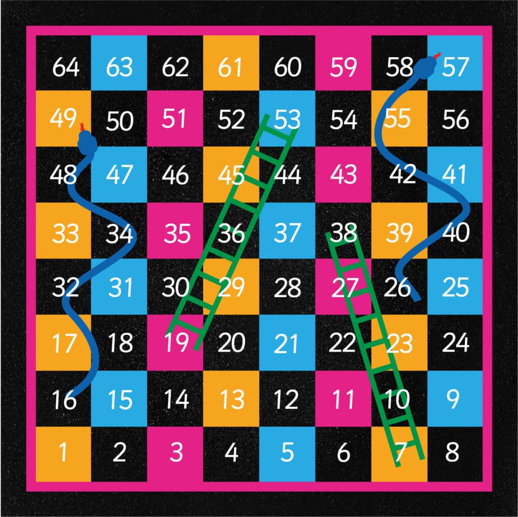 1-64 Snakes & Ladders (Half Solid) Playground Markings | Designs & Lines