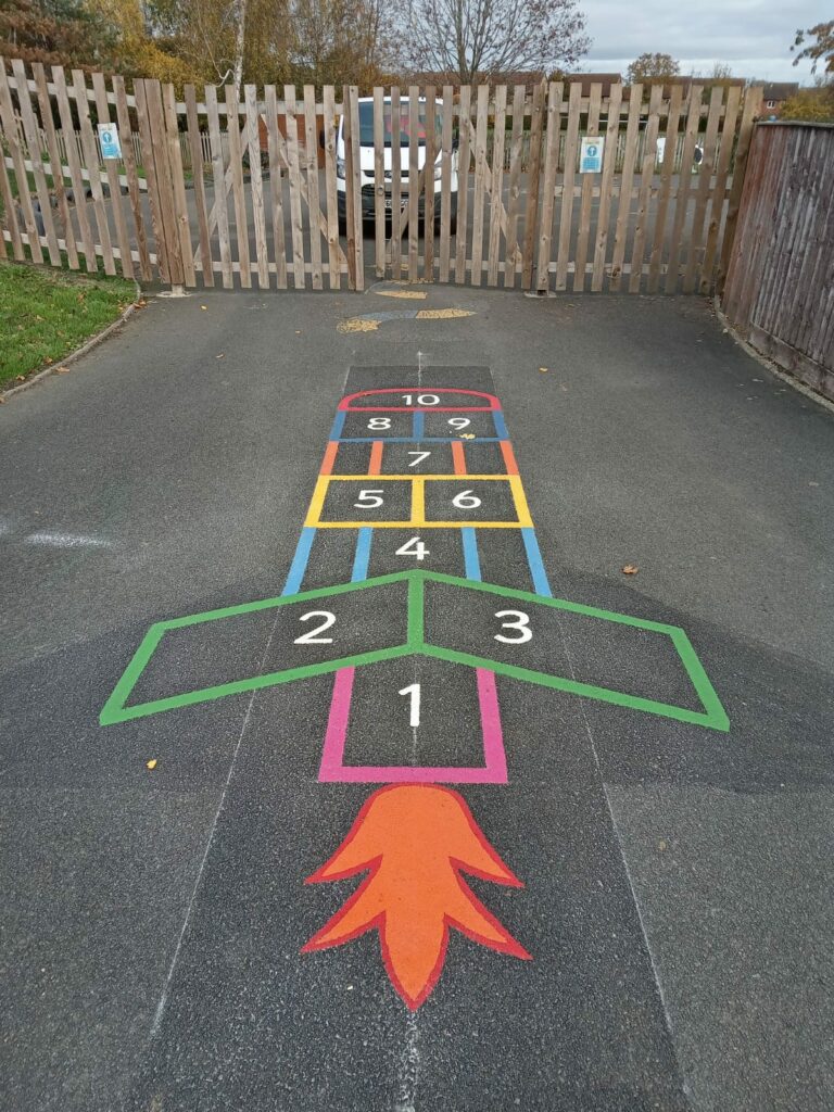 Outline Rocket Hopscotch Playground Markings | Designs & Lines