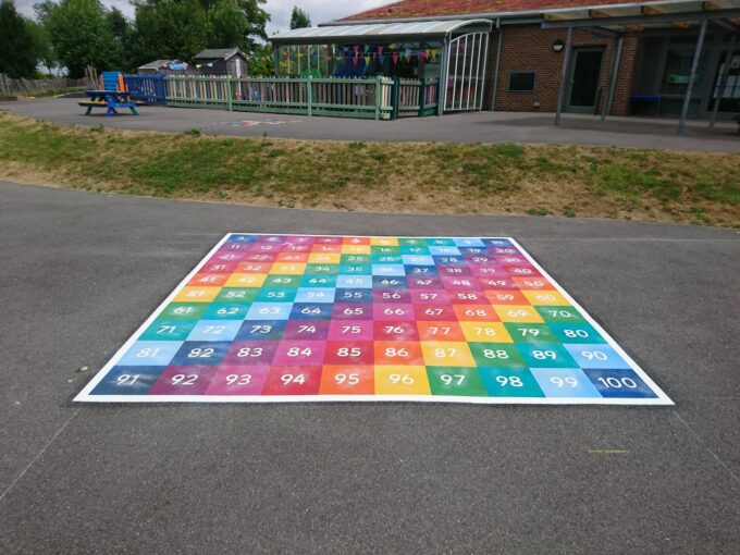 1-100 Grid (Full Solid) 5M Playground Markings | Designs & Lines